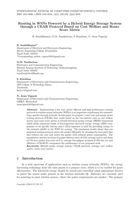 Pdf Routing In Wsns Powered By A Hybrid Energy Storage System Through