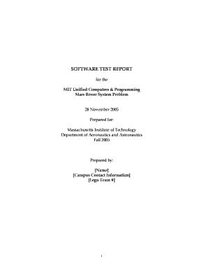 Fillable Online Ocw Mit SOFTWARE TEST REPORT Fax Email Print PdfFiller