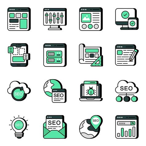 Pack Of Search Engine Optimization Flat Icons 33491135 Vector Art At Vecteezy