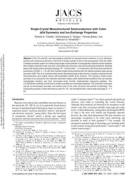 2023 02 10 Single Crystal Mesostructured Semiconductors With Cubic La3d Symmetry And Ion