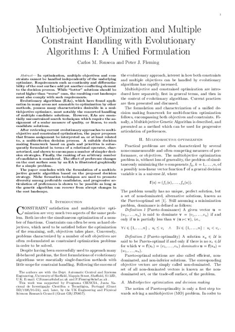 Pdf Multiobjective Optimization And Multiple Constraint Handling With Evolutionary Algorithms