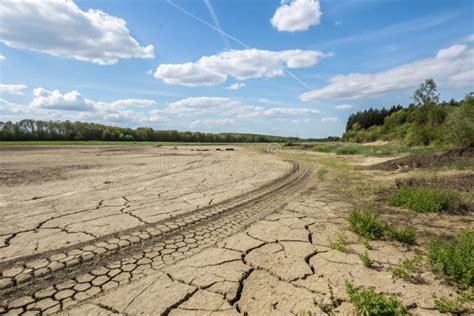 Empty Dry Cracked Land For Housing Construction Project Stock