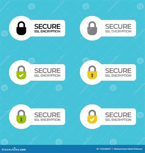 Ssl Certificate Bar Button Tag With Lock Stock Vector Illustration