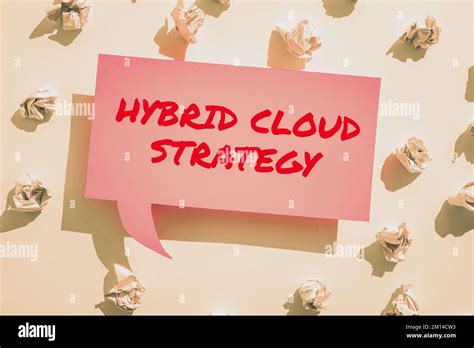 Text Caption Presenting Hybrid Cloud Strategy Business Approach Cloud Computing Setting That