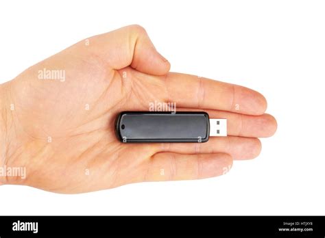 USB Flash Card In Hand Isolated On White Stock Photo Alamy
