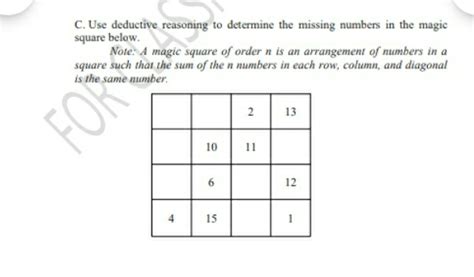 Solved C Use Deductive Reasoning To Determine The Missing Numbers In