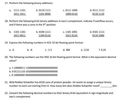 Solved 17 Perform The Following Binary Additions A 1111