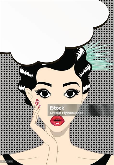 새겨져야 젊은 Brunette 여자 팝아트 벡터 삽화 60 69세에 대한 스톡 벡터 아트 및 기타 이미지 60 69세 갈색 머리 감정 Istock