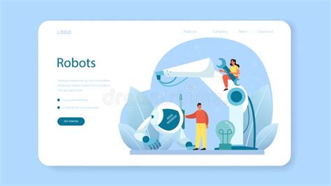 Roboticist Web Banner Or Landing Page Robotic Engineering Stock Vector Illustration Of