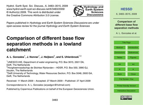 Pdf Comparison Of Different Base Flow Separation Methods In A Lowland