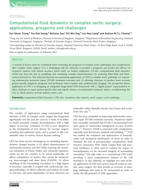 Pdf Computational Fluid Dynamics In Complex Aortic Surgery