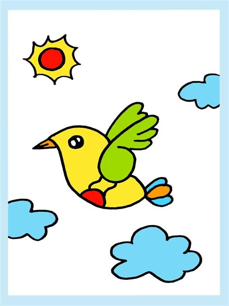 小鸟彩色简笔画图片 小鸟彩画图案 苗苗知道