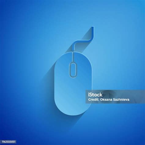 종이 잘라 컴퓨터 마우스 아이콘 파란색 배경에 격리 휠 기호가 있는 광학 종이 아트 스타일입니다 벡터 일러스트레이션 0명에 대한 스톡 벡터 아트 및 기타 이미지 Istock