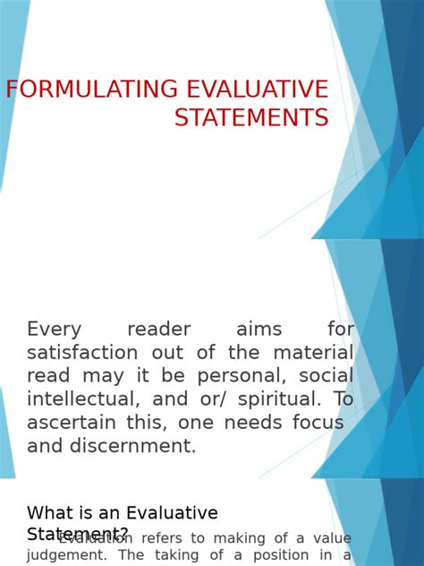 Formulating Evaluative Statements Pdf