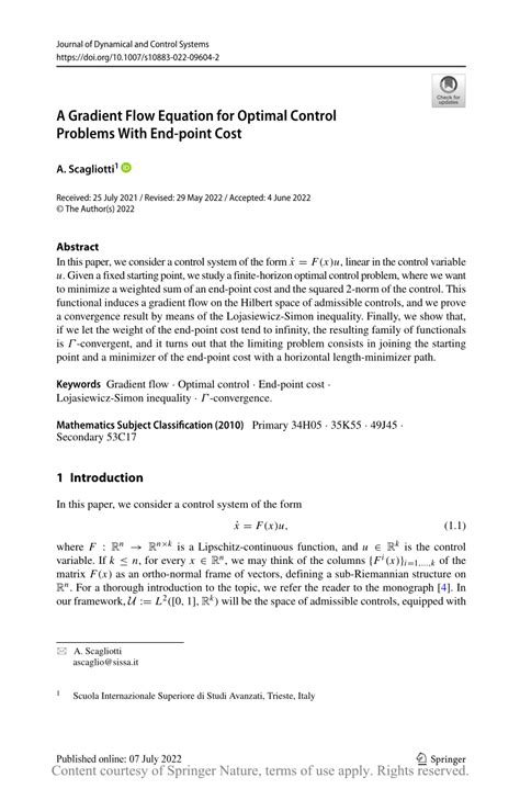 pdf a gradient flow equation for optimal control problems with end