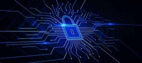 Premium Photo Network Security Concept With Glowing Digital Lock Icon With Microcircuit On