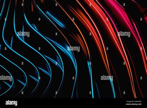 3d Illustration Black Pinkblue Gradient Waves From Lines And Interlacing Abstract Background