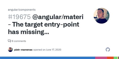 Angularmaterialcore The Target Entry Point Has Missing Dependencies · Issue 19675