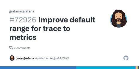 Improve Default Range For Trace To Metrics · Issue 72926 · Grafanagrafana · Github