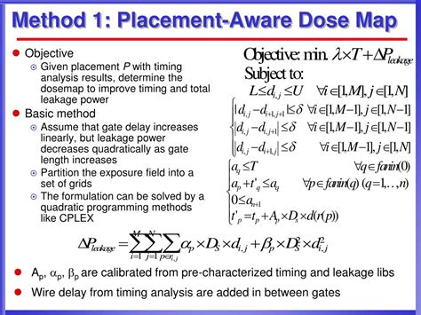 Ppt Dose Map And Placement Co Optimization For Timing Yield Enhancement And Leakage Power