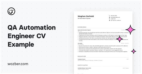 QA Automation Engineer CV Example
