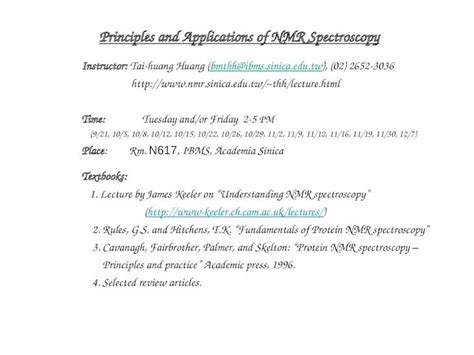 Ppt Principles And Applications Of Nmr Spectroscopy Dokumentips