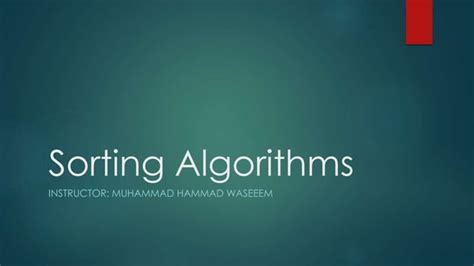 Data Structures Lecture 8 Sorting Algorithms Pptx