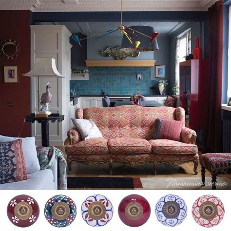 Фантастическое сочетание оттенков синего и красного ️💙 Богемные квартиры Проектирование