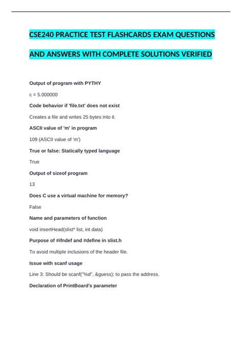 CSE PRACTICE TEST FLASHCARDS EXAM QUESTIONS AND ANSWERS WITH COMPLETE SOLUTIONS VERIFIED