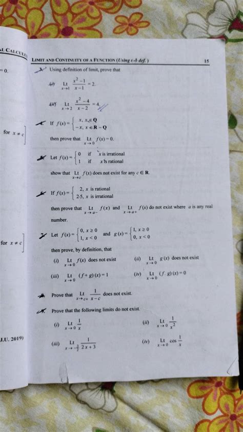 prove that operatorname{lt} {x rightarrow c } frac{1}{x c} does not ex