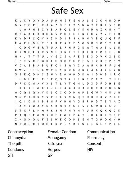 Sex Education Word Search Wordmint