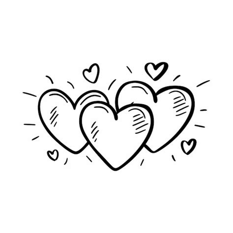 Hand Drawn Three Hearts Line Art Simple And Cute Vector Design