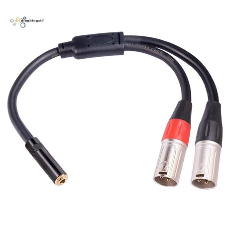 แจ็คสเตอริโอ ตัวเมีย 3 5 มม เป็นปลั๊กตัวผู้ Dual Xlr 3 Pin Ofc Aux สายเคเบิลเสียง 3 5 มม เป็น