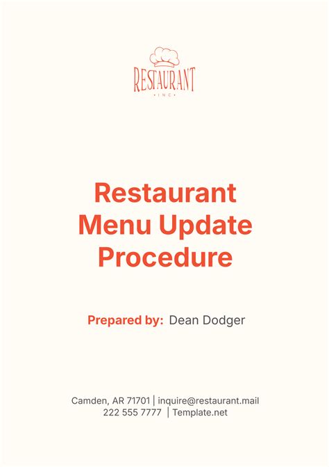 Free Restaurant Menu Update Procedure Template To Edit Online