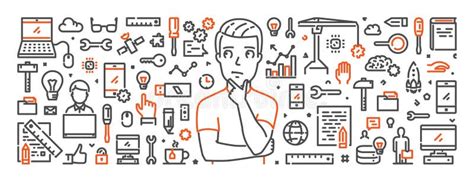 Vector Line Web Concept For Computer Engineering Stock Illustration Illustration Of