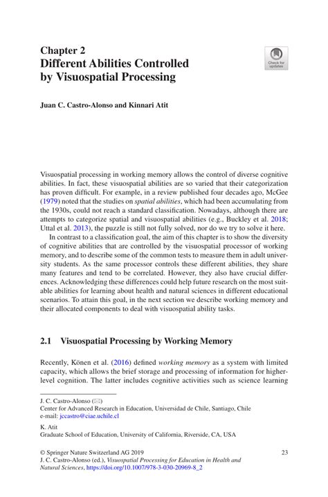 Pdf Different Abilities Controlled By Visuospatial Processing