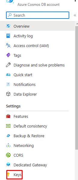 Where Is The Storage Account Key For Cosmos Db Microsoft Qanda