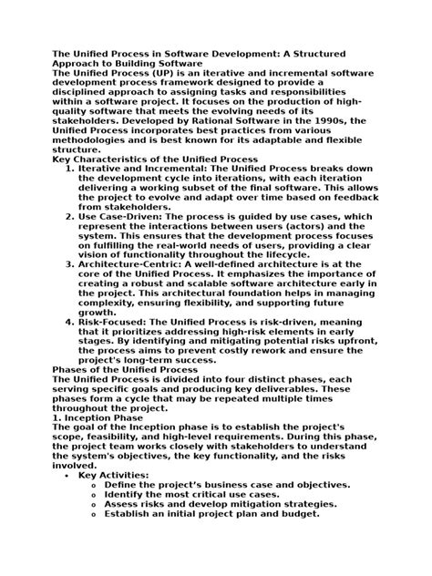 The Unified Process In Software Development Pdf