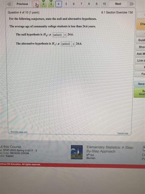 Solved For The Following Conjecture State The Null And