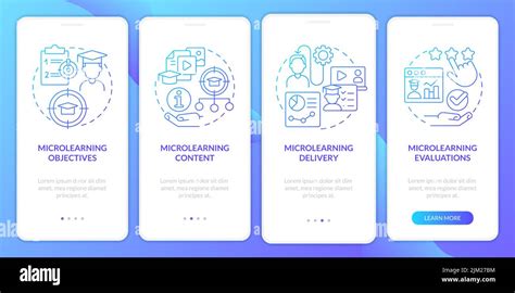 Microlearning Modules Blue Gradient Onboarding Mobile App Screen Stock