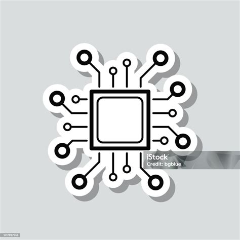 프로세서 회색 배경에 아이콘 스티커 3차원 형태에 대한 스톡 벡터 아트 및 기타 이미지 3차원 형태 Cpu 개념 Istock