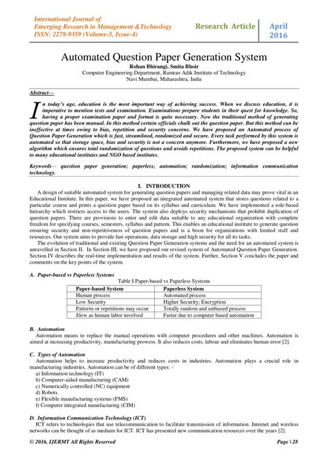 Pdf Automated Question Paper Generation System