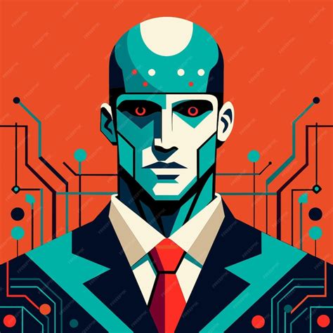 Abstract Artificial Intelligence Ai Concept With Human Head And Circuit Board Elements Vector