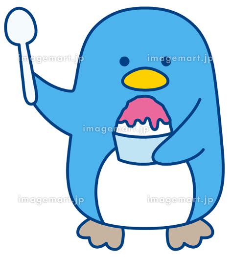 かき氷を食べる夏のかわいいペンギンのイラスト 222346335 イメージマート