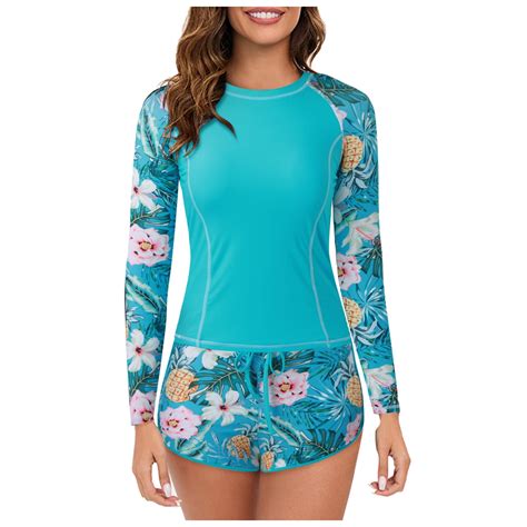 Noldares Long Sleeve Swimsuits For Women Two Piece Set Rash Guard