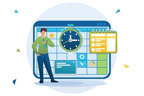 젊은 기업가는 사업 계획에 대한 시간을 계획 달의 달력을 채웁니다 플랫 2d 문자입니다 웹 디자인에 대한 개념 경영자에 대한 스톡 벡터 아트 및 기타 이미지 Istock