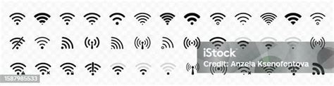 Wifi 아이콘 세트입니다 무선 인터넷 기호입니다 다른 검은 와이파이 아이콘 무료 인터넷 구역 표지판 모음입니다 네트워크 연결 핫스팟 아이콘입니다 벡터 그림 그래픽 사용자