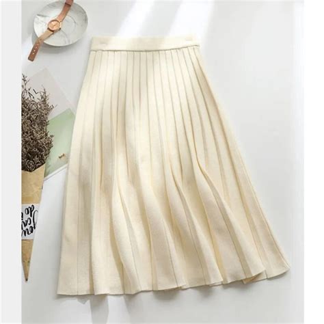 Badu Bg Семпли едноцветни дълги 75 см удебелени плетени поли Есен Зима Еластична пола с висока