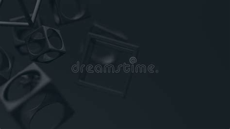 abstract 3d black geometric shapes rotating animation loop modern