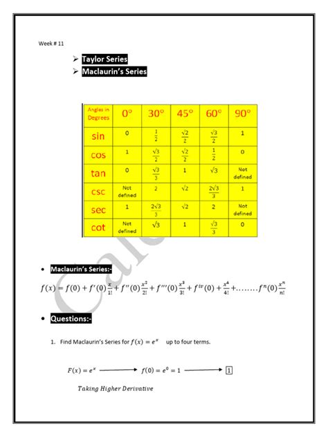 Maclaurins Series Pdf